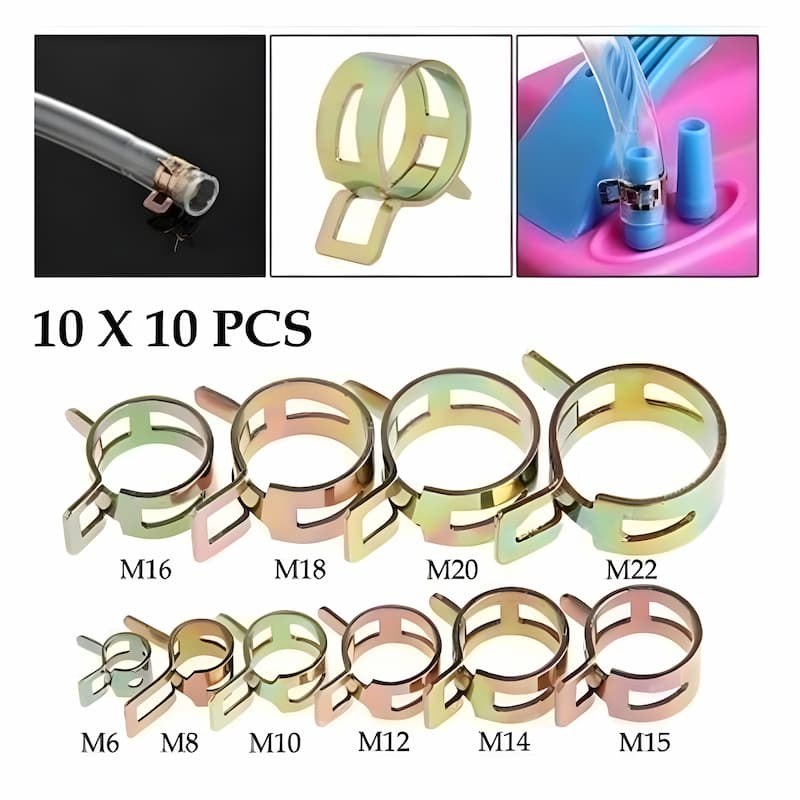 SpringClamp - Set with 100 elastic metal clamps for hoses – Diameter 6 ...